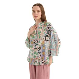 HOME STORE Bluse Damen Gr&ouml;&szlig;e S/M gelb / gr&uuml;n / lila / rosa