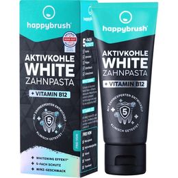 happybrush Zahnpasta Aktivkohle White mit Vit. B12