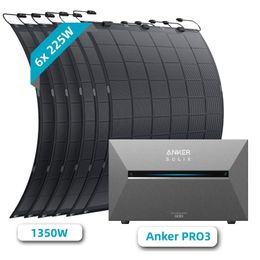 Solarmars&reg; 1350W Balkonkraftwerk Flexible Solar Solarmodul Panel mit Speicher, Anker SOLIX Solarbank 3 E2700 Pro, 2,68kWh