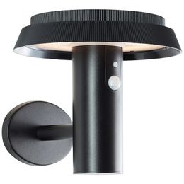 Brilliant LED Au&szlig;en-Wandleuchte Alvero Au&szlig;enlampe mit Solar, 21 cm, 500 lm, 3000 K, Metall, schwarz