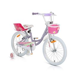 Byox Kinderfahrrad 20 Zoll Fashion Girl, St&uuml;tzr&auml;der, Korb am Lenker, Puppensitz lila
