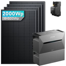 SolarMars&reg; 2000W Balkonkraftwerk mit Speicher, Anker SOLIX Solarbank 3 E2700 Pro + 1x BP2700 - Ohne Halterung