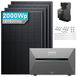 SolarMars&reg; 2000W Balkonkraftwerk mit Speicher, Anker SOLIX Solarbank 3 E2700 Pro - Mit Ziegeldachhalterung