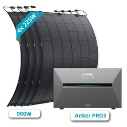 Solarmars&reg; 900W Balkonkraftwerk Topcon Flexible Solar Panel mit Speicher, Anker SOLIX Solarbank 3 E2700 Pro, 2,68kWh