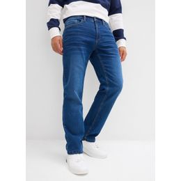 bonprix Thermo Relaxed Fit Jeans mit Dehnbund Straight, blau, Gr.58, L&auml;ssige Stretch-Thermojeans im Loose Fit mit w&auml;rmendem Polarfleece-Futter, 98% Baumwolle