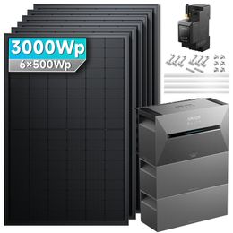 Solarmars&reg; 3000W Balkonkraftwerk mit Speicher, Anker SOLIX Solarbank 3 E2700 Pro + 2x BP2700 - Mit Ziegeldachhalterung