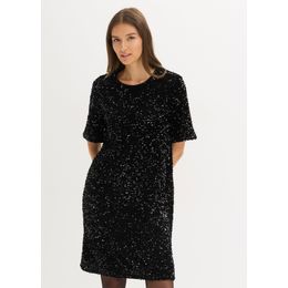 bonprix Minikleid mit Pailletten, schwarz, Gr.44/46 (L), Ein schickes Samtkleid mit Pailletten. Perfekt f&uuml;r die Feiertage!