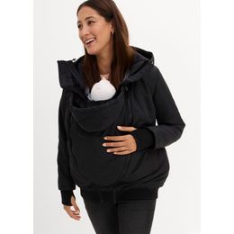 bonprix 3-in-1 Umstands- und Tragejacke mit zwei Eins&auml;tzen, schwarz, Gr.42, Umstandsjacke mit Trageeinsatz f&uuml;r die Schwangerschaft und danach