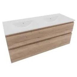 Naturel Savona Badezimmerschrank mit Waschbecken 118x53x44,8 cm Eiche Halifax matt SAVONA2120DH