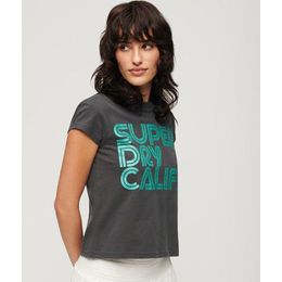 Superdry Damen Retro T-shirt mit Glitzer-logo Schwarz - Gr&ouml;&szlig;e: 40 210242150217406A019