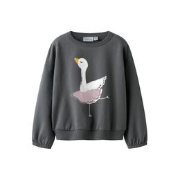 name it Sweatshirt 'NMFSwana' Mädchen Größe 122/128 grau / mauve / orange / weiß