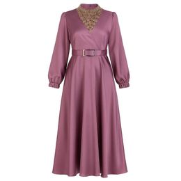 MODAMIHRAM Kleid Damen Gr&ouml;&szlig;e 46 gold / altrosa Winterkleid