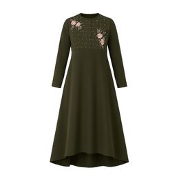 MODAMIHRAM Kleid Damen Größe 40 navy / dunkelgrün / rosa / transparent Winterkleid