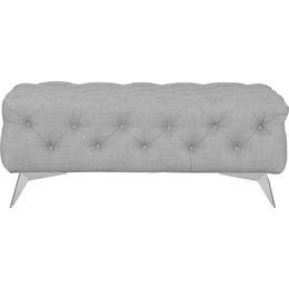 Polsterhocker Home Affaire "Glynis", grau, B:120cm H:45cm T:80cm, Struktur (100% Polyester);Samtoptik (100% Polyester), Hocker, Polsterhocker, aufw&auml;ndige Knopfheftung, moderne Chesterfield Optik, Fu&szlig;farbe w&auml;hlbar