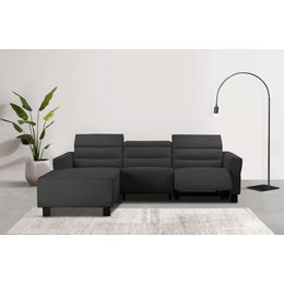 Ecksofa Home Affaire "Carpari, L-Form, 263 cm, manuelle o. elektrische Relaxfunktion", grau (anthrazit), B:263cm H:97cm T:179cm, Sofas, Ecksofa, USB A/C und Kopfteilverstellung, Topseller