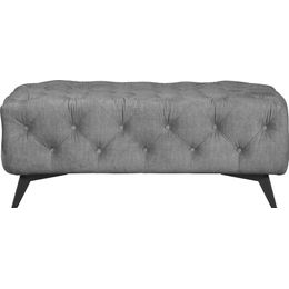 Polsterhocker Home Affaire "Glynis", grau (hellgrau), B:120cm H:45cm T:80cm, Struktur (100% Polyester);Samtoptik (100% Polyester), Hocker, Polsterhocker, aufw&auml;ndige Knopfheftung, moderne Chesterfield Optik, Fu&szlig;farbe w&auml;hlbar
