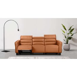 3-Sitzer Home Affaire "Carpari, 224cm, manuelle od. elektrische Relaxfunktion in 2 Sitzen", braun (cognac), B:224cm H:97cm T:100cm, Sofas, mit USB-A/C, Kopfteilverstellung, Echtleder, Kunstleder, Webstoff, Topseller