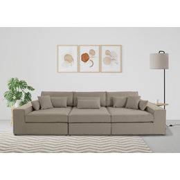 3-Sitzer OTTO HOME "Enid", grau (taupe), B:360cm H:75cm, Baumwollmix (60% Baumwolle/40% Leinen);Struktur fein (100% Polyester);Samtoptik (100% Polyester);Samtvelours (100% Polyester);Struktur (100% Polyester);Struktur recycelt (100% recyceltes Polyester), Sofas, 3 Teile, bestehend aus Modulen, in vielen Bez&uuml;gen, auch in Breitcord