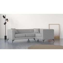 Ecksofa Home Affaire "MATTHEW L-Form ideal f&uuml;r kleine R&auml;ume, Ma&szlig;e B/T/H: 240/167/74 cm", grau (hellgrau), B:240cm H:74cm T:167cm, 100% Polyester, Sofas, Ecksofa, elegantes Designsofa, Steppung im R&uuml;cken, incl. Zierkissen