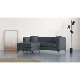 Ecksofa Home Affaire "MATTHEW L-Form ideal f&uuml;r kleine R&auml;ume, Ma&szlig;e B/T/H: 201/162/74 cm", grau (anthrazit), B:201cm H:74cm T:162cm, 100% Polyester, Sofas, Ecksofa, elegantes Designsofa, feine Steppung im R&uuml;cken, incl. Zierkissen