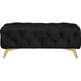 Polsterhocker Home Affaire "Glynis", grau (charcoal), B:120cm H:45cm T:80cm, Struktur (100% Polyester);Samtoptik (100% Polyester), Hocker, Polsterhocker, aufw&auml;ndige Knopfheftung, moderne Chesterfield Optik, Fu&szlig;farbe w&auml;hlbar