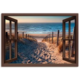 Leinwandbild Artland "Fensterblick Weg zum Nordseestrand", beige (farbe bild(er): naturfarben), B:130cm H:90cm, Bilder, als Leinwandbild, Poster, Wandaufkleber in verschied. Größen