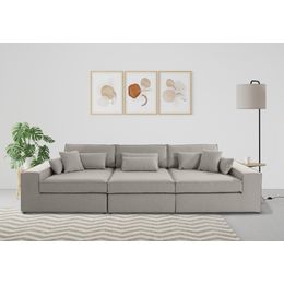 3-Sitzer OTTO HOME "Enid", beige, B:360cm H:75cm, Baumwollmix (60% Baumwolle/40% Leinen);Struktur fein (100% Polyester);Samtoptik (100% Polyester);Samtvelours (100% Polyester);Struktur (100% Polyester);Struktur recycelt (100% recyceltes Polyester), Sofas, 3 Teile, bestehend aus Modulen, in vielen Bez&uuml;gen, auch in Breitcord