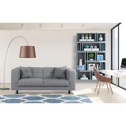 2-Sitzer Home Affaire "Bengo", grau (hellgrau), B:160cm H:68cm T:88cm, Sofas, mit Steppung im Sitz- und R&uuml;ckenbereich, incl. Zierkissen