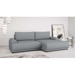 Ecksofa Home Affaire "Marsby, mit Bettfunktion und Bettkasten, Ma&szlig;e: B/H/T 242/65/145 cm", grau, B:242,2cm H:65cm T:145,5cm, 100% Polyester, Sofas, Ecksofa, L-Form mit Wellenunterfederung, Recamiere links oder rechts bestellbar