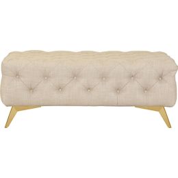 Polsterhocker Home Affaire "Glynis", beige (creme), B:120cm H:45cm T:80cm, Struktur (100% Polyester);Samtoptik (100% Polyester), Hocker, Polsterhocker, aufw&auml;ndige Knopfheftung, moderne Chesterfield Optik, Fu&szlig;farbe w&auml;hlbar