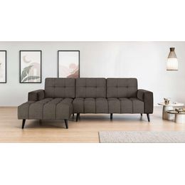 Ecksofa Home Affaire "SERINE mit Recamiere rechts/links bestellbar, Ma&szlig;e B/H/T 253/91/161 cm", braun, B:253cm H:91cm T:161cm, 100% Polyester, Sofas, Ecksofa, L-Form mit Wellenunterfederung, 3 R&uuml;ckenkissen, ohne Bettfunktion