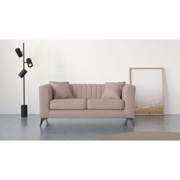 2-Sitzer Home Affaire "MATTHEW elegantes Designsofa, Ma&szlig;e B/T/H: 170/86/74 cm", beige, B:170cm H:74cm T:86cm, 100% Polyester, Sofas, Steppung im R&uuml;cken, lose Sitzkissen, incl. Zierkissen