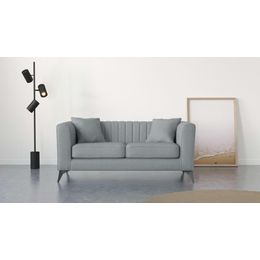2-Sitzer Home Affaire "MATTHEW elegantes Designsofa, Ma&szlig;e B/T/H: 170/86/74 cm", grau (hellgrau), B:170cm H:74cm T:86cm, 100% Polyester, Sofas, Steppung im R&uuml;cken, lose Sitzkissen, incl. Zierkissen