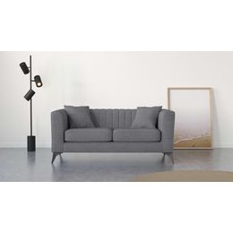 2-Sitzer Home Affaire "MATTHEW elegantes Designsofa, Ma&szlig;e B/T/H: 170/86/74 cm", grau (anthrazit), B:170cm H:74cm T:86cm, 100% Polyester, Sofas, Steppung im R&uuml;cken, lose Sitzkissen, incl. Zierkissen