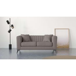 2-Sitzer Home Affaire "MATTHEW elegantes Designsofa, Ma&szlig;e B/T/H: 170/86/74 cm", grau (taupe), B:170cm H:74cm T:86cm, 100% Polyester, Sofas, Steppung im R&uuml;cken, lose Sitzkissen, incl. Zierkissen