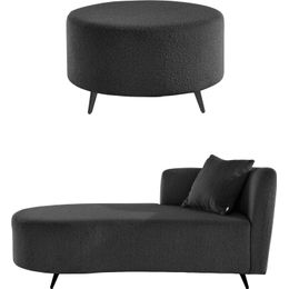 Recamiere Home Affaire "Hulby", schwarz, B:182cm H:82cm T:90cm, 95% Polyester, 5% Polyacryl, Sofas, Recamiere, wahlweise mit und ohne Hocker und Armlehne links oder rechts