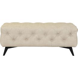 Polsterhocker Home Affaire "Glynis", beige (creme), B:120cm H:45cm T:80cm, Struktur (100% Polyester);Samtoptik (100% Polyester), Hocker, Polsterhocker, aufw&auml;ndige Knopfheftung, moderne Chesterfield Optik, Fu&szlig;farbe w&auml;hlbar