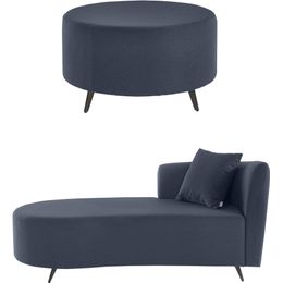 Recamiere Home Affaire "Hulby", blau (dunkelblau), B:182cm H:82cm T:90cm, 100% Polyester, Sofas, Recamiere, wahlweise mit und ohne Hocker und Armlehne links oder rechts