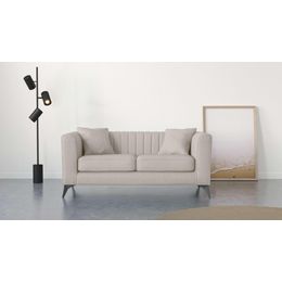 2-Sitzer Home Affaire "MATTHEW elegantes Designsofa, Ma&szlig;e B/T/H: 170/86/74 cm", beige (creme), B:170cm H:74cm T:86cm, 100% Polyester, Sofas, Steppung im R&uuml;cken, lose Sitzkissen, incl. Zierkissen