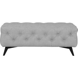 Polsterhocker Home Affaire "Glynis", grau, B:120cm H:45cm T:80cm, Struktur (100% Polyester);Samtoptik (100% Polyester), Hocker, Polsterhocker, aufw&auml;ndige Knopfheftung, moderne Chesterfield Optik, Fu&szlig;farbe w&auml;hlbar