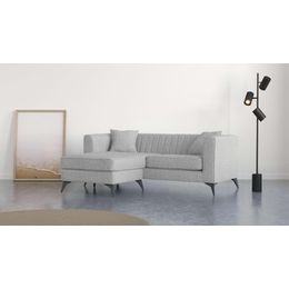 Ecksofa Home Affaire "MATTHEW L-Form ideal f&uuml;r kleine R&auml;ume, Ma&szlig;e B/T/H: 201/162/74 cm", grau (hellgrau), B:201cm H:74cm T:162cm, 100% Polyester, Sofas, Ecksofa, elegantes Designsofa, feine Steppung im R&uuml;cken, incl. Zierkissen