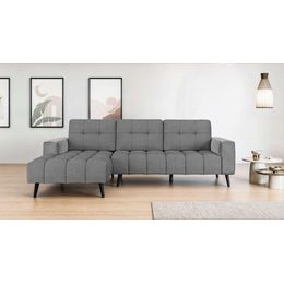 Ecksofa Home Affaire "SERINE mit Recamiere rechts/links bestellbar, Ma&szlig;e B/H/T 253/91/161 cm", grau, B:253cm H:91cm T:161cm, 100% Polyester, Sofas, Ecksofa, L-Form mit Wellenunterfederung, 3 R&uuml;ckenkissen, ohne Bettfunktion