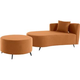 Recamiere Home Affaire "Hulby", rosa (kupfer), B:182cm H:82cm T:90cm, 100% Polyester, Sofas, Recamiere, wahlweise mit und ohne Hocker und Armlehne links oder rechts