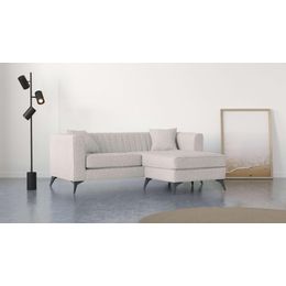 Ecksofa Home Affaire "MATTHEW L-Form ideal f&uuml;r kleine R&auml;ume, Ma&szlig;e B/T/H: 201/162/74 cm", beige (hellbeige), B:201cm H:74cm T:162cm, 100% Polyester, Sofas, Ecksofa, elegantes Designsofa, feine Steppung im R&uuml;cken, incl. Zierkissen