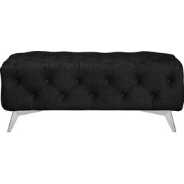 Polsterhocker Home Affaire "Glynis", grau (charcoal), B:120cm H:45cm T:80cm, Struktur (100% Polyester);Samtoptik (100% Polyester), Hocker, Polsterhocker, aufw&auml;ndige Knopfheftung, moderne Chesterfield Optik, Fu&szlig;farbe w&auml;hlbar