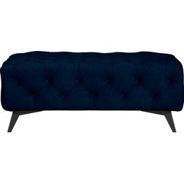 Polsterhocker Home Affaire "Glynis", blau (deep ocean), B:120cm H:45cm T:80cm, Struktur (100% Polyester);Samtoptik (100% Polyester), Hocker, Polsterhocker, aufw&auml;ndige Knopfheftung, moderne Chesterfield Optik, Fu&szlig;farbe w&auml;hlbar