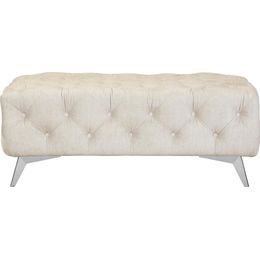 Polsterhocker Home Affaire "Glynis", beige, B:120cm H:45cm T:80cm, Struktur (100% Polyester);Samtoptik (100% Polyester), Hocker, Polsterhocker, aufw&auml;ndige Knopfheftung, moderne Chesterfield Optik, Fu&szlig;farbe w&auml;hlbar
