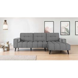 Ecksofa Home Affaire "SERINE mit Recamiere rechts/links bestellbar, Ma&szlig;e B/H/T 253/91/161 cm", grau, B:253cm H:91cm T:161cm, 100% Polyester, Sofas, Ecksofa, L-Form mit Wellenunterfederung, 3 R&uuml;ckenkissen, ohne Bettfunktion