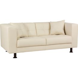 2-Sitzer Home Affaire "Bengo", beige (creme), B:160cm H:68cm T:88cm, Sofas, mit Steppung im Sitz- und R&uuml;ckenbereich, incl. Zierkissen