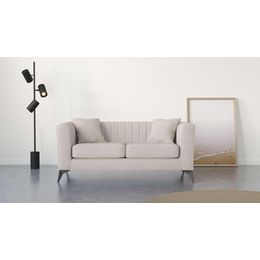 2-Sitzer Home Affaire "MATTHEW elegantes Designsofa, Ma&szlig;e B/T/H: 170/86/74 cm", beige (creme), B:170cm H:74cm T:86cm, 100% Polyester, Sofas, Steppung im R&uuml;cken, lose Sitzkissen, incl. Zierkissen